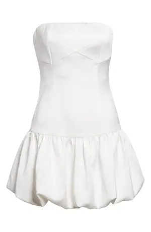 Ramy Brook Strapless Bubble Hem Mini Dress - Ivory