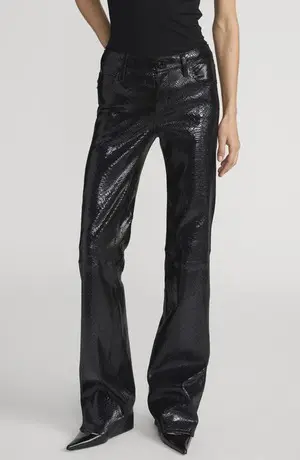 FRAME Faux Snakeskin Bootcut Leather Pants