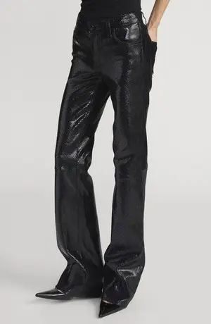 FRAME Faux Snakeskin Bootcut Leather Pants