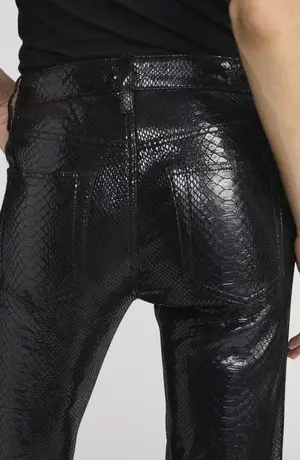 FRAME Faux Snakeskin Bootcut Leather Pants