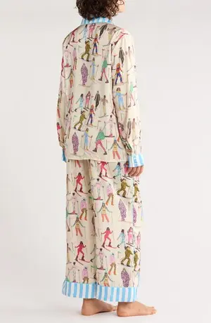 KAREN MABON Skiing Print Long Pajamas