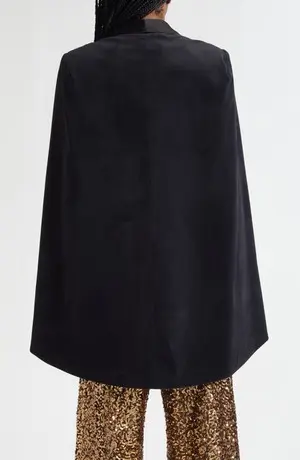 Alice + Olivia Velvet Cape Jacket With Shawl Collar