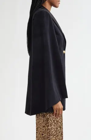 Alice + Olivia Velvet Cape Jacket With Shawl Collar