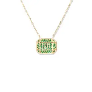 CAMPBELL + CHARLOTTE Spark Emerald Cut Charm Necklace - Emerald-gold