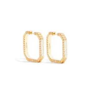 CAMPBELL + CHARLOTTE Spark Octagon Hoop Earrings - Diamond-gold