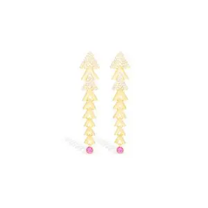 CAMPBELL + CHARLOTTE Spark Chevron Link Chandelier Earrings - Pink Sapphire-gold