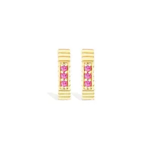 CAMPBELL + CHARLOTTE Spark Octagon Huggie Earrings - Pink Sapphire-gold