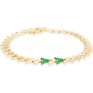 CAMPBELL + CHARLOTTE Spark Chevron Link Bracelet - Emerald-gold