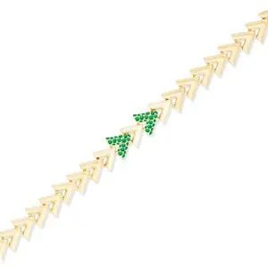 CAMPBELL + CHARLOTTE Spark Chevron Link Bracelet - Emerald-gold