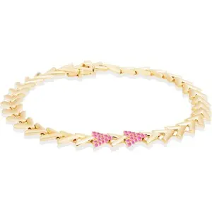 CAMPBELL + CHARLOTTE Spark Chevron Link Bracelet - Pink Sapphire-gold