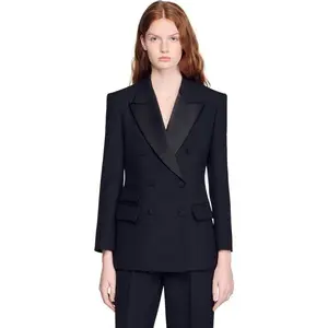Sandro Tuxedo Jacket With Satin Collar