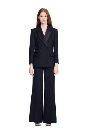 Sandro Tuxedo Jacket With Satin Collar