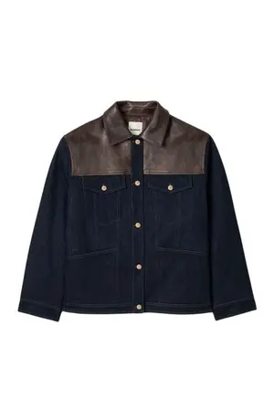 Sandro Denim And Leather Jacket