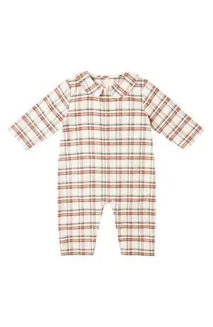 RYLEE + CRU Plaid Cotton Blend Romper - Holiday-plaid