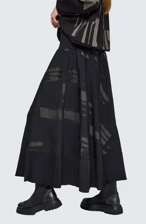 LUUKAA Calinda Jacquard Maxi Skirt - Khaki Black