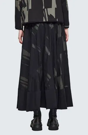 LUUKAA Calinda Jacquard Maxi Skirt - Khaki Black