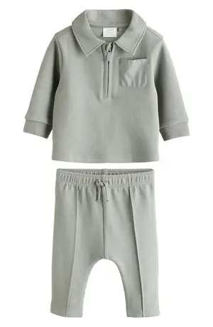 NEXT Half Zip Polo & Pleated Pants Set