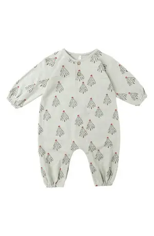 QUINCY MAE Christmas Tree Print Romper - Pistachio