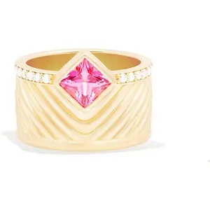 CAMPBELL + CHARLOTTE Spark Chevron Cigar Band Ring - Pink Sapphire-gold