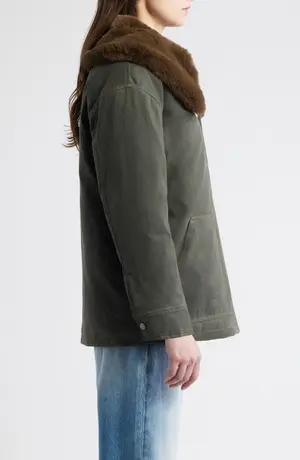 Rails Tessuto Waxed Cotton Jacket With Faux Fur Collar