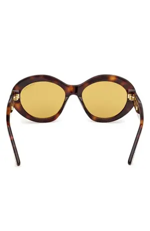 TOM FORD 55mm Oval Sunglasses - Havana/baguette Vicuna