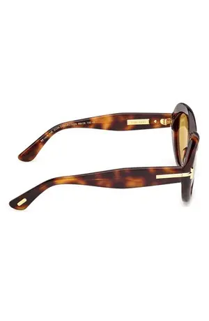 TOM FORD 55mm Oval Sunglasses - Havana/baguette Vicuna