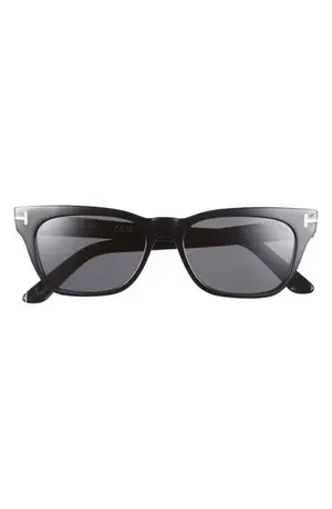 TOM FORD Penn Rectangular Sunglasses - Shiny Black/smoke Lens