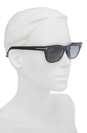 TOM FORD Penn Rectangular Sunglasses - Shiny Black/smoke Lens