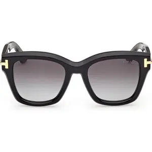 TOM FORD 53mm Butterfly Sunglasses Black/baguette/smoke Lens