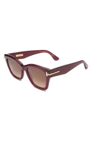TOM FORD 53mm Butterfly Sunglasses - Dark Plum/baguette/brown