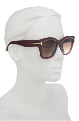 TOM FORD 53mm Butterfly Sunglasses - Dark Plum/baguette/brown