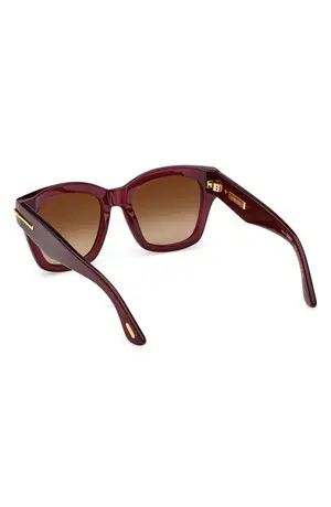 TOM FORD 53mm Butterfly Sunglasses - Dark Plum/baguette/brown