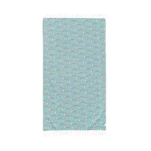 RAMUS & CO Oversized 37" X 71" Preppy Turkish Beach Towel By - Aqua Reef