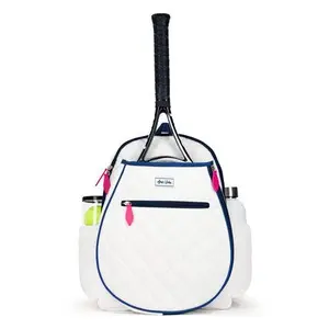 AME & LULU Jr. Love Tennis Backpack - Quilted White/navy/pink