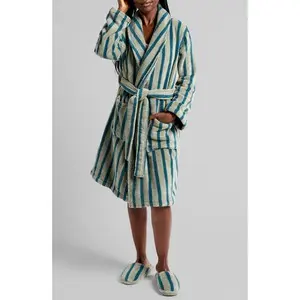PARACHUTE Stripe Terry Cloth Robe - Moss And Peacock