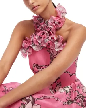 LEO LIN Isabelle Ruffled Halter Maxi Dress - Pink
