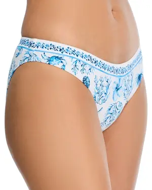 Aqua Printed Basic Bikini Bottom
