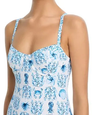 Aqua Underwire One Piece Swimsuit - White Multi