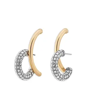 Demarson Marisa Pave Double Row Earrings - Two Tone