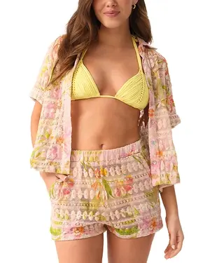 PQ Blake Button Front Swim Cover-up Shirt - Petal Pink
