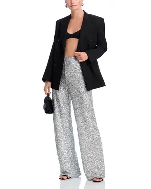 Aqua Sequin Wide Leg Pants