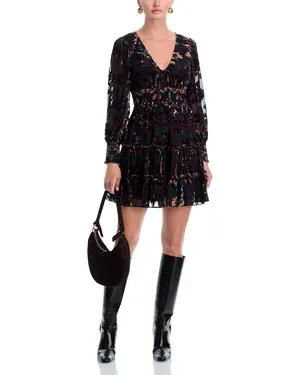 Aqua Velvet Burnout Mini Dress