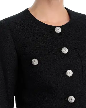 Aqua Tweed Rhinestone Button Jacket