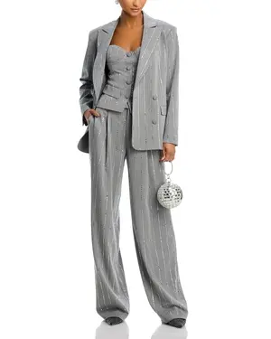 Aqua X Salvatorre Rizza Crystal Pinstripe Pants
