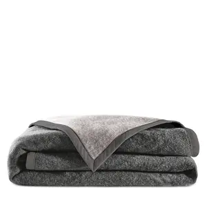 ANNE DE SOLENE Frima Virgin Wool Bed Blanket, King - Anthracite