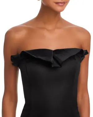 Aqua Ruffled Strapless Mini Dress