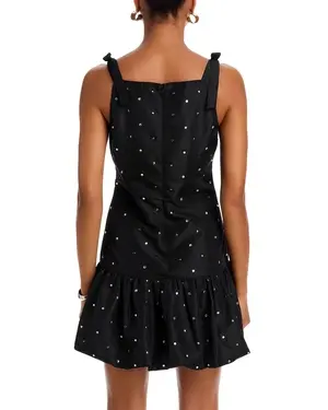 Aqua Rhinestone Embellished Mini Dress
