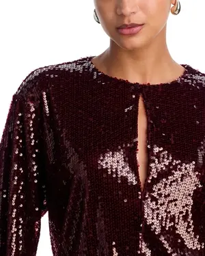 Aqua Sequin Long Sleeve Mini Dress