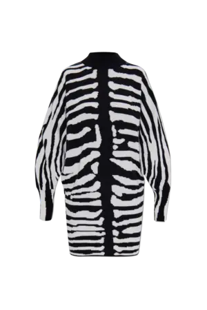 Balmain Zebra Motif Wool And Cashmere Dress