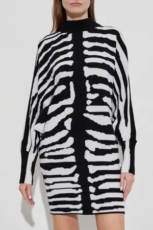 Balmain Zebra Motif Wool And Cashmere Dress